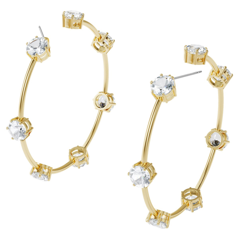 Swarovski Constella Crystal Hoop Earrings, White and Gold Tone ... Swarovski Constella Crystal Hoop Earrings, White and Gold Tone ...