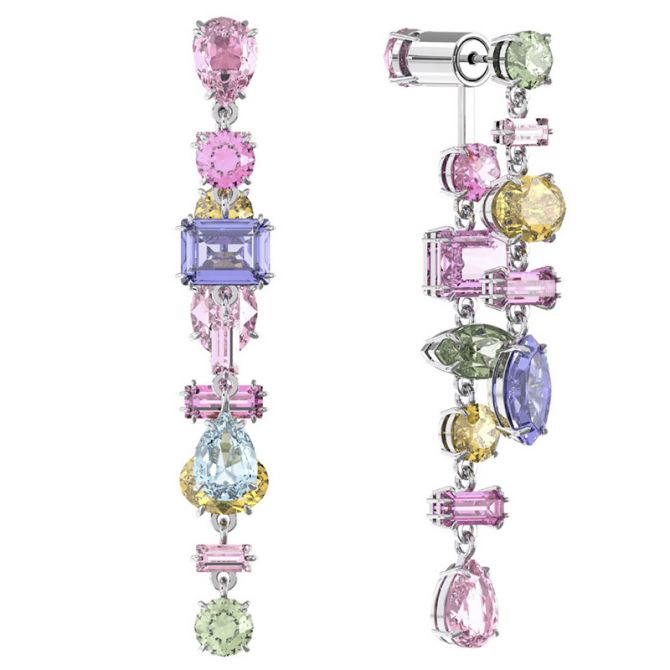 Swarovski Gema Mixed Cuts Long Asymmetrical Drop Earrings, Multicolored ...