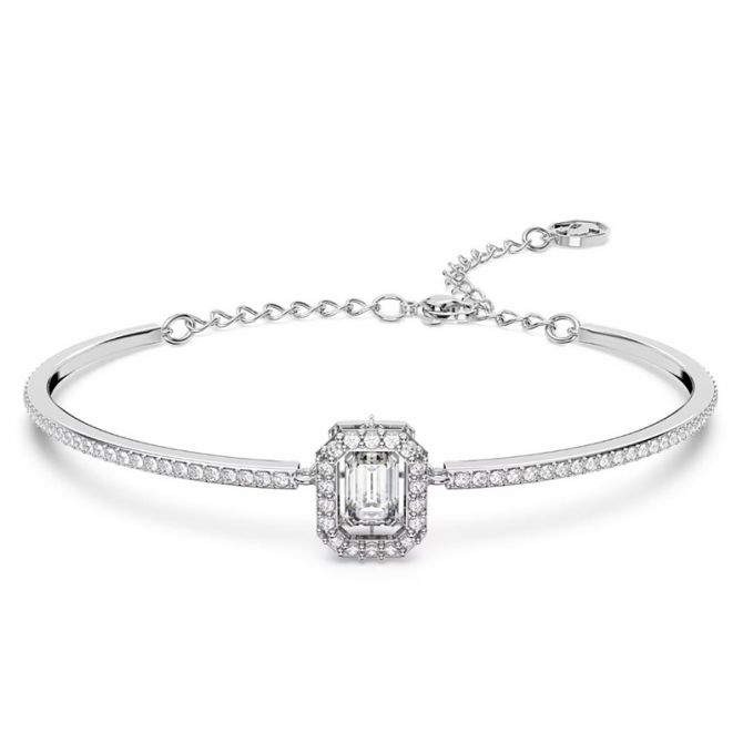 Swarovski Millenia Pave Octagon Cut Bangle, White and Rhodium Plated ...
