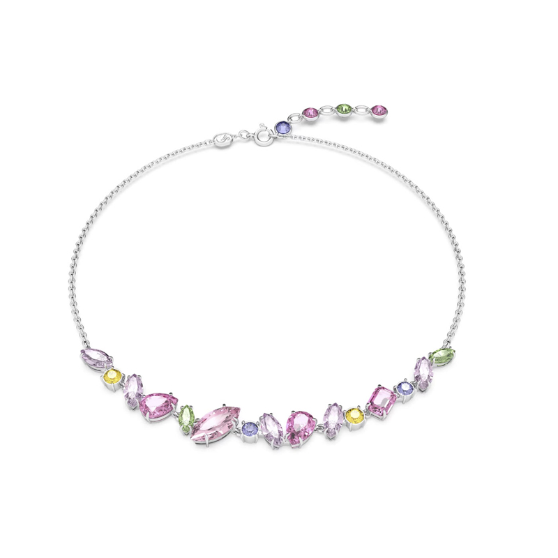 Swarovski Gema Mixed Cuts Multicolored Necklace, Rhodium Plated ...