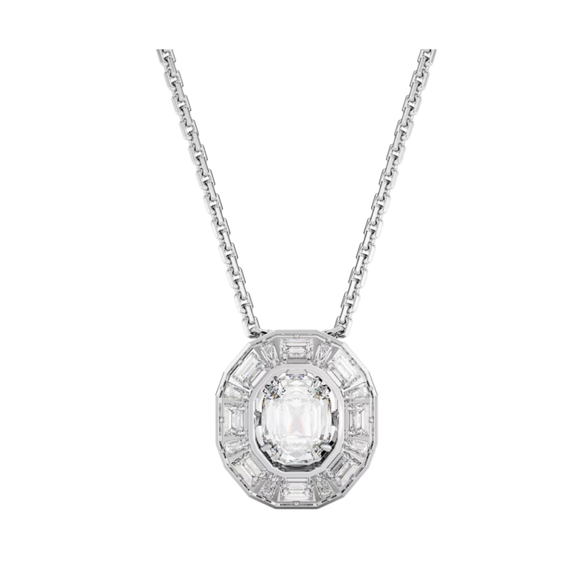 Swarovski Mesmera Octagonal Cut White and Rhodium Plated Pendant, Small ...