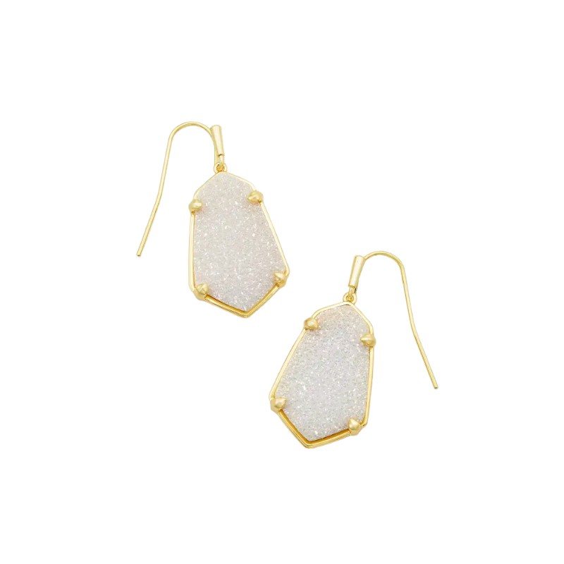 Kendra Scott Alexandria Yellow Gold Plated Drop Earrings in Iridescent Drusy | 9608856500 ...