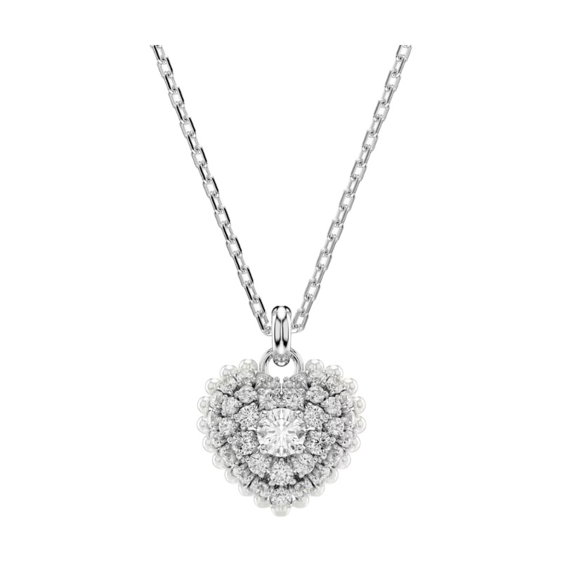Swarovski Hyperbola Heart Pendant Necklace, White and Rhodium Plated ...