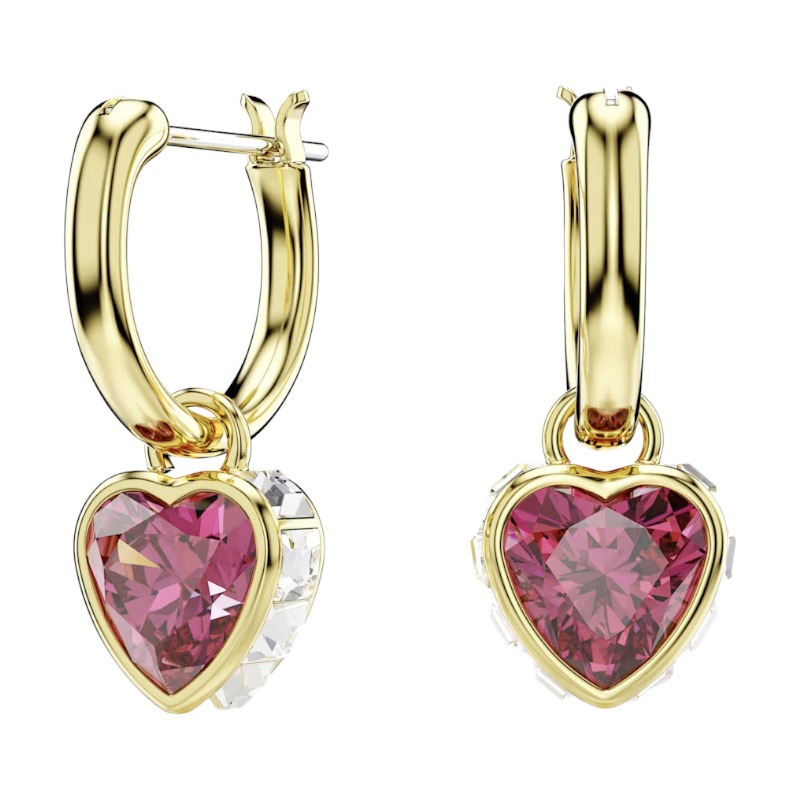Swarovski Chroma Heart Drop Earrings, Red and Gold Tone Plated ...