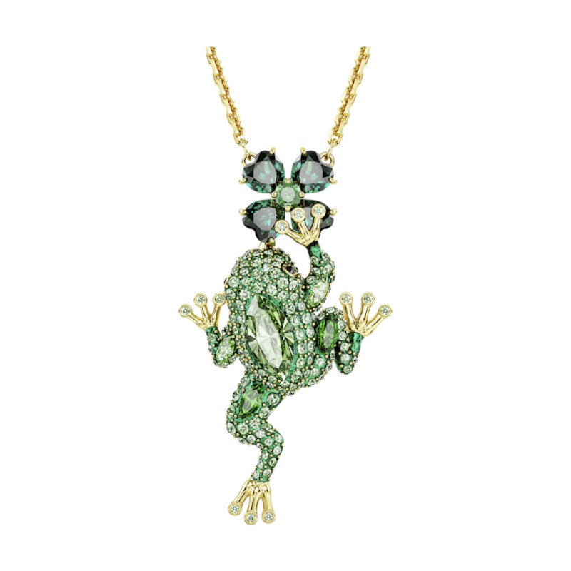 Swarovski Idyllia Frog Pendant Necklace, Green and Yellow Tone Plated | 5666183 | Borsheims