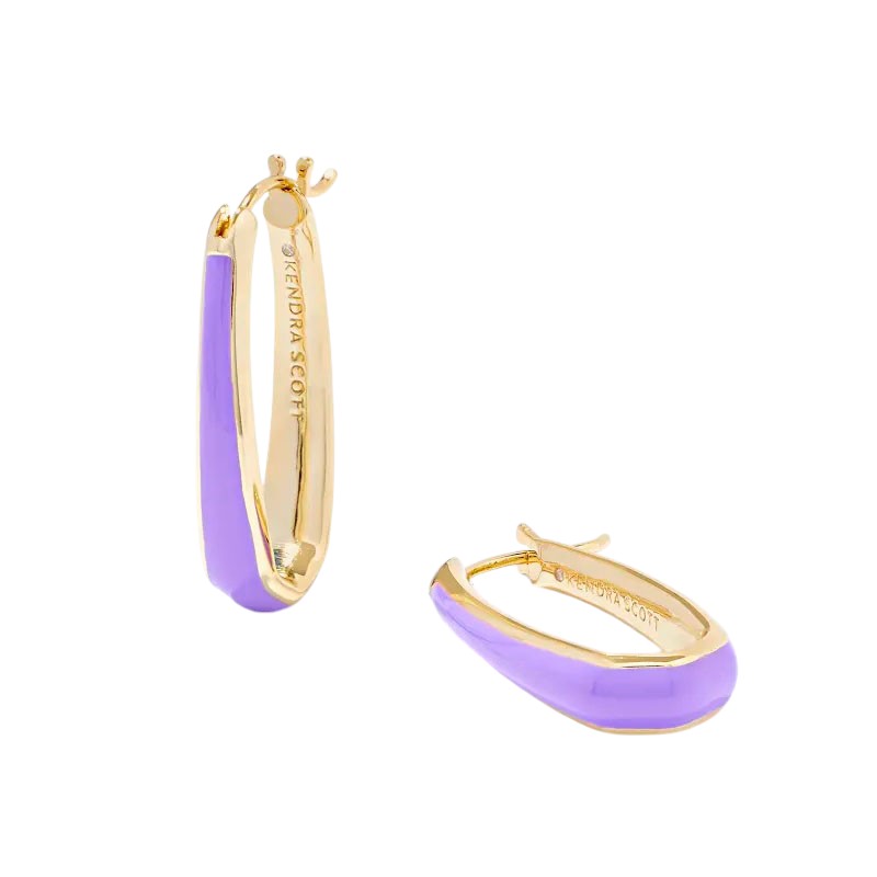 Kendra Scott Yellow Gold Tone Kelsey Hoop Earrings in Purple ...