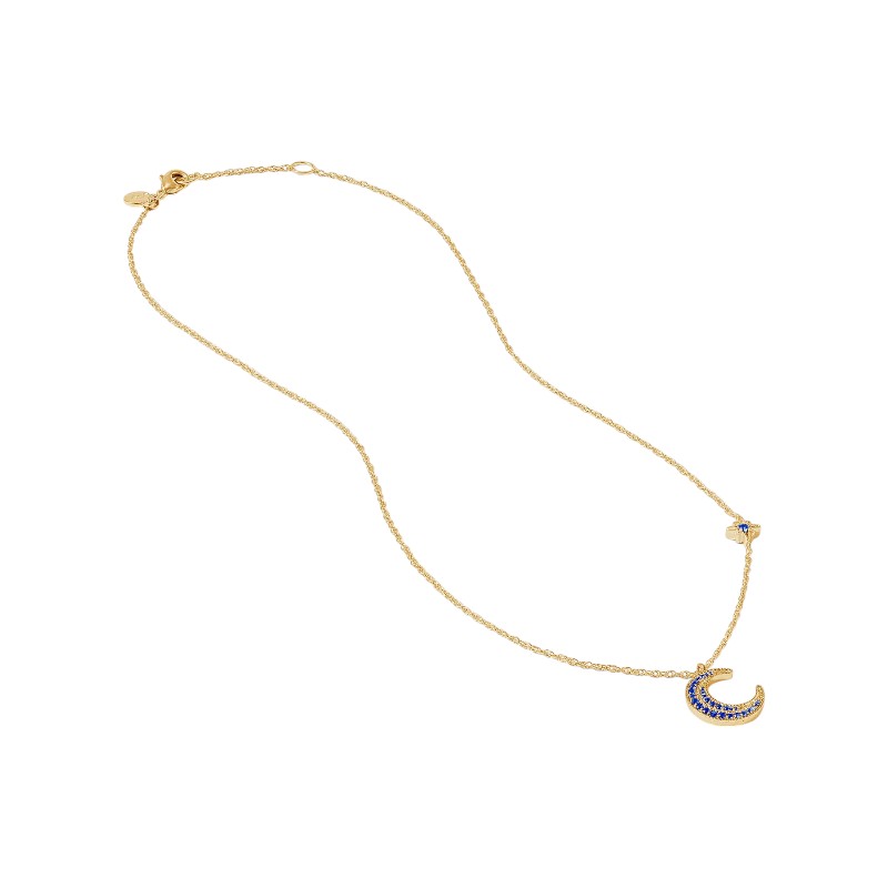 Julie Vos Luna Delicate Necklace, Sapphire Blue Cubic Zirconia ...