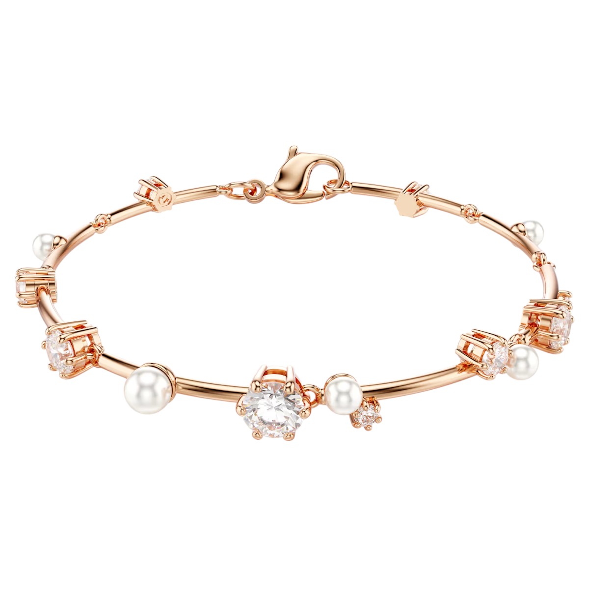 Swarovski Crystal Pearl Round Cuts Constella Tennis Bracelet, White and ...