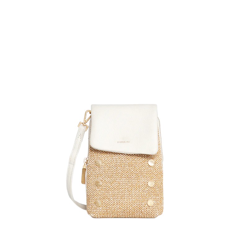 Hammitt VIP Mobile Crossbody, Shell White Raffia and Brushed Yellow ...