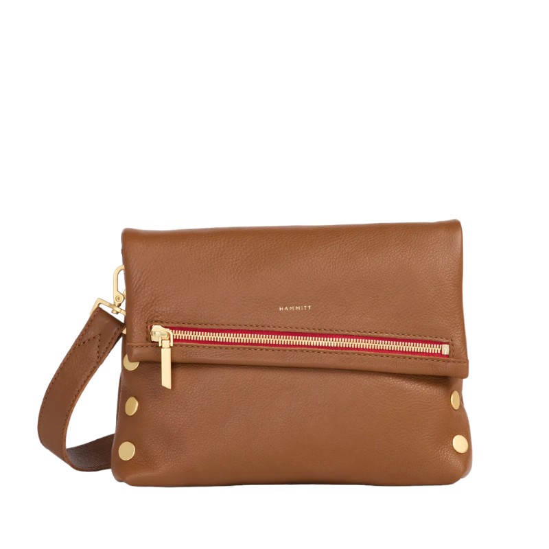 Hammitt VIP Medium Crossbody, Mahogany Pebble and Brushed Yellow Gold ...