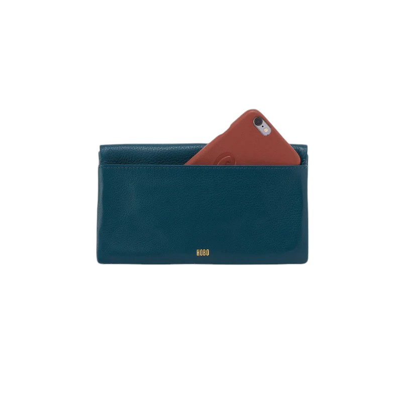 HOBO Lumen Continental Wallet, Midnight Teal Pebbled Leather | SO ...