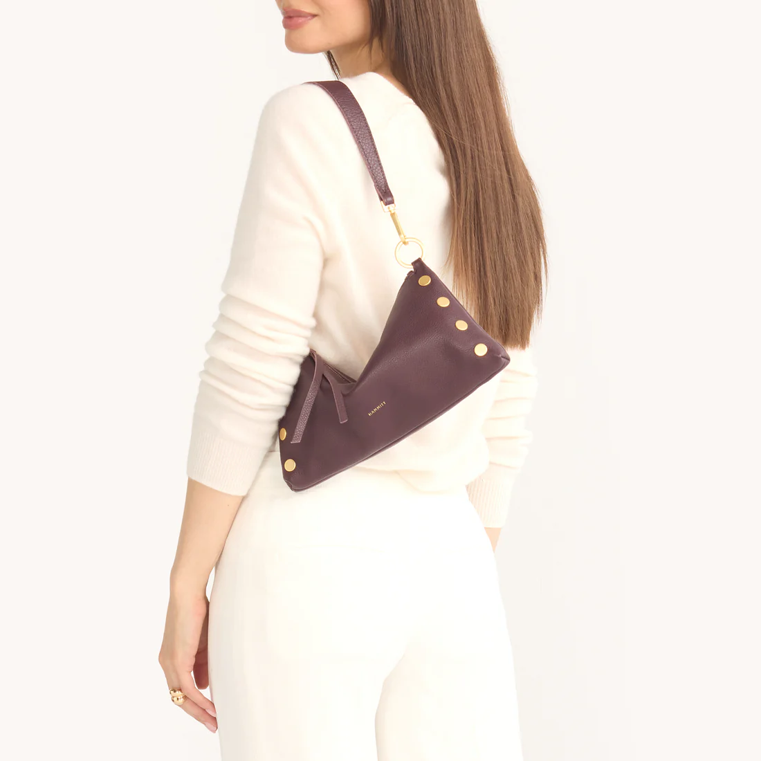 Hammitt Kyle Shoulder Bag, Cabernet Pebble and Brushed Yellow Gold ...