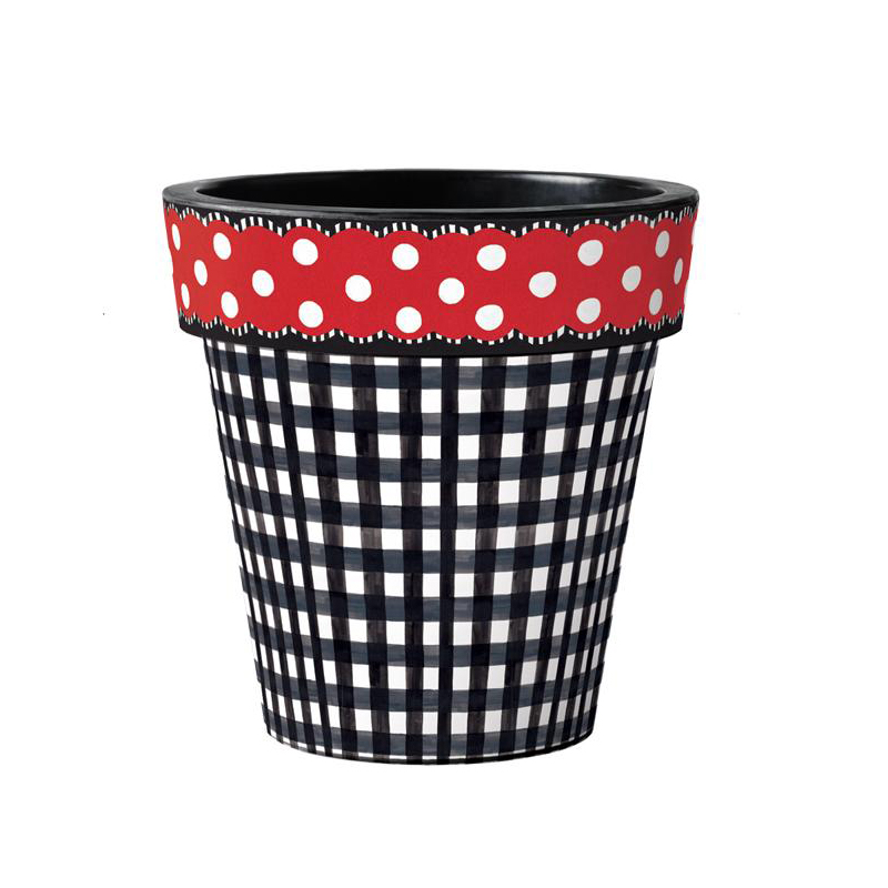 Studio M Black Gingham Art Planter, 12" | AP12079 | Borsheims