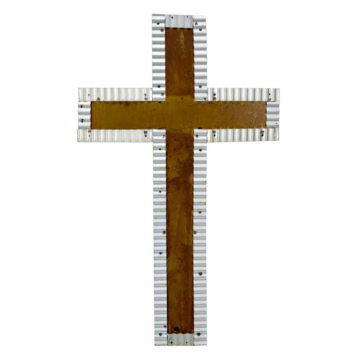 Galvanized & Rusted Metal Cross, 12" | Borsheims