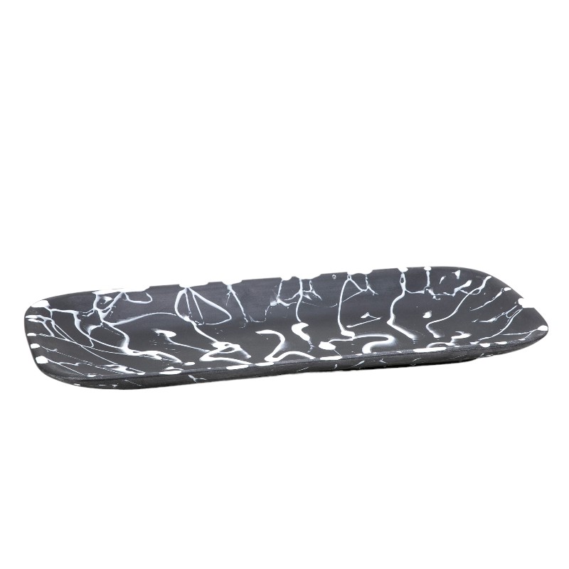 Nashi Classical Rectangular Platter, Solid Black with White Splatter ...