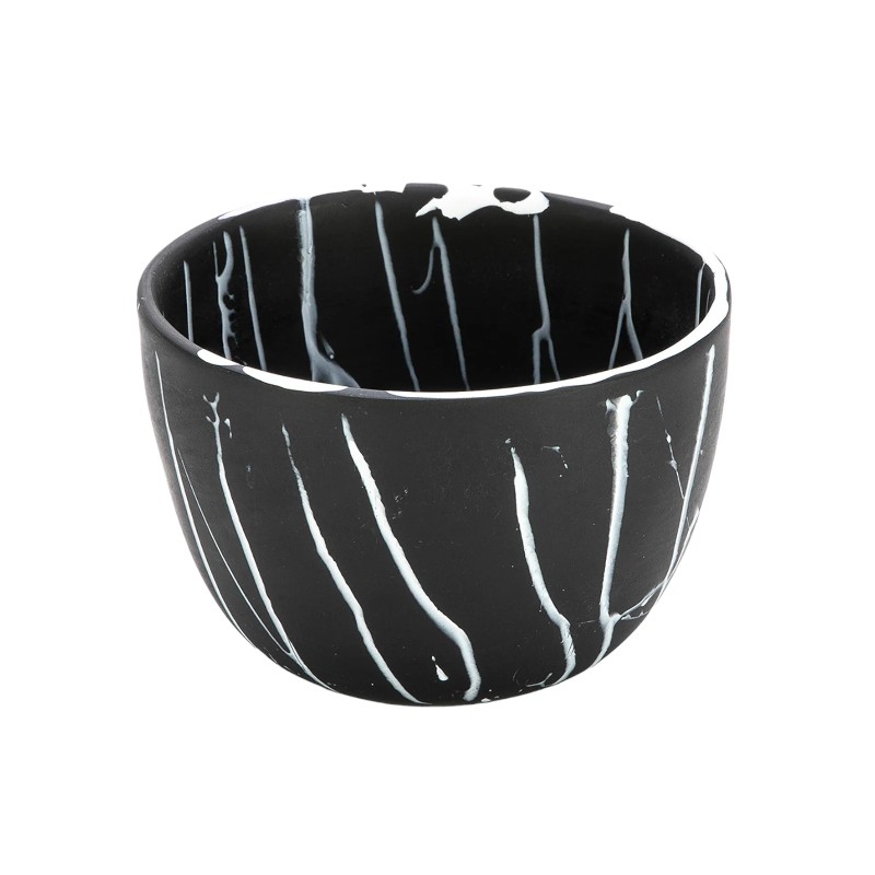 Nashi Medium Everyday Deep Bowl, Solid Black with White Splatter ...