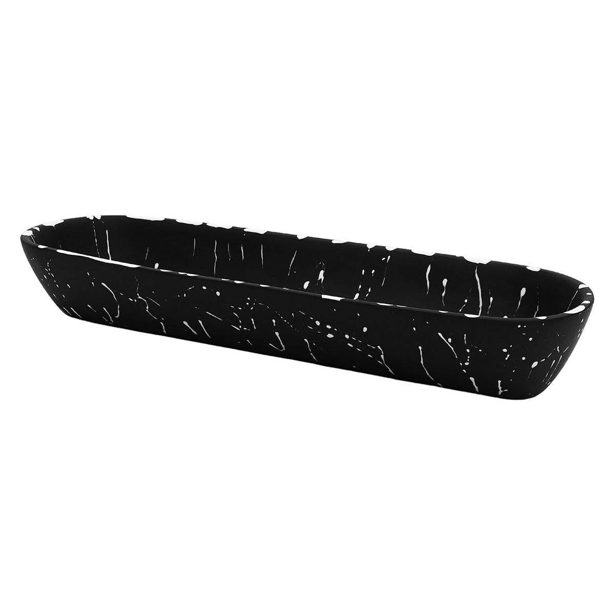 Nashi Boat Bowl, Black with White Splatter | C01B20R-B97 | Borsheims