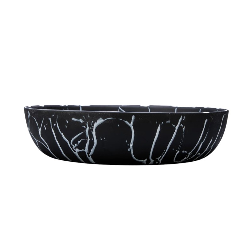 Nashi Medium Round Bowl, Black with White Splatter | C06B02-B97 | Borsheims