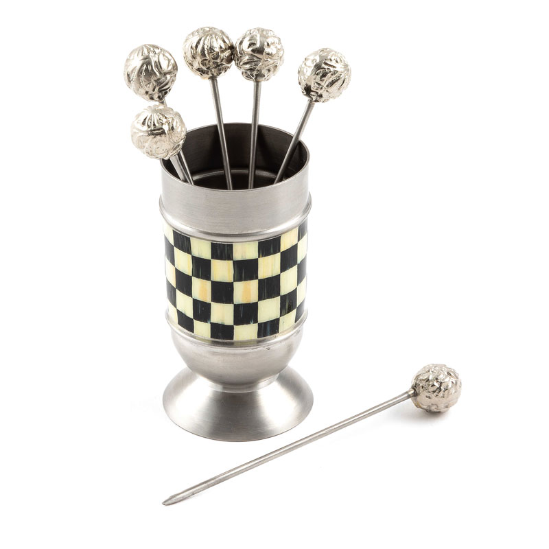 MacKenzie-Childs Supper Club Pick Set, Courtly Check | 37392-40 | Borsheims