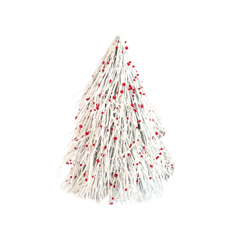 Dekorasyon Twig Cone Tree, White with Red Beads, 12" | PT-XT-TWGTPB-W ...
