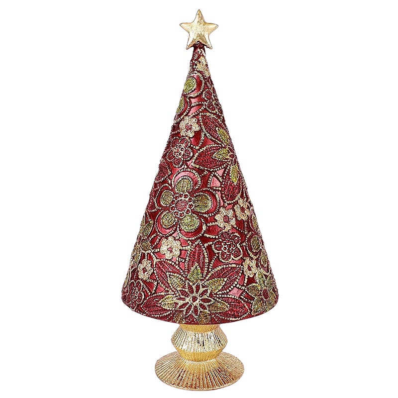 Dekorasyon Floral Red and Citron Lace Fancy Cone Tree, 10.5" | ED-0I678 ...