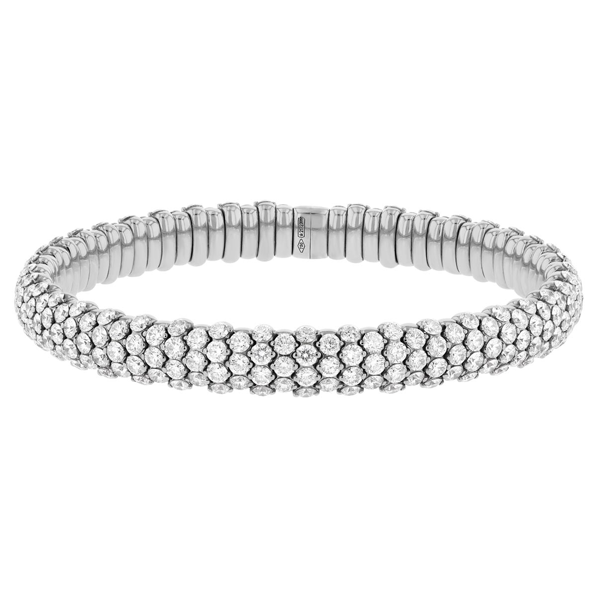 Zydo Collection Diamond Pave Rounded Stretch Bracelet in White Gold ...