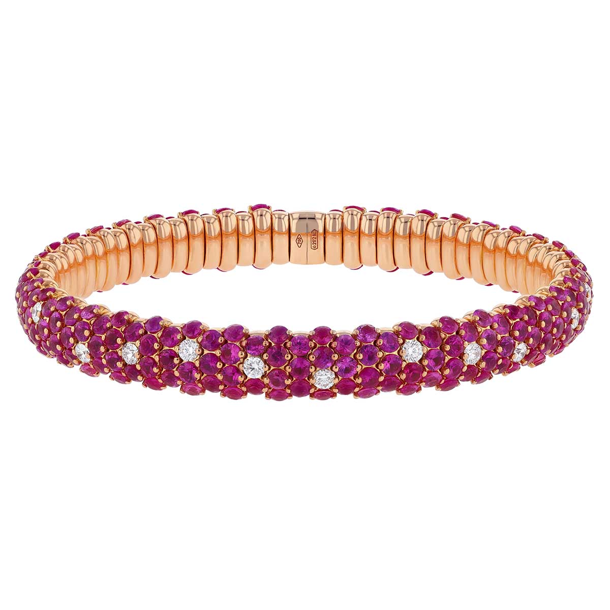 Zydo Collection Pink Sapphire & Diamond Pave Rounded Stretch Bracelet ...