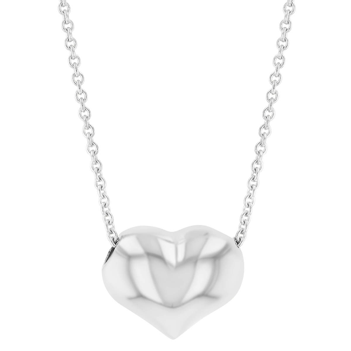 White Gold Puffed Heart Pendant, 18" | Borsheims
