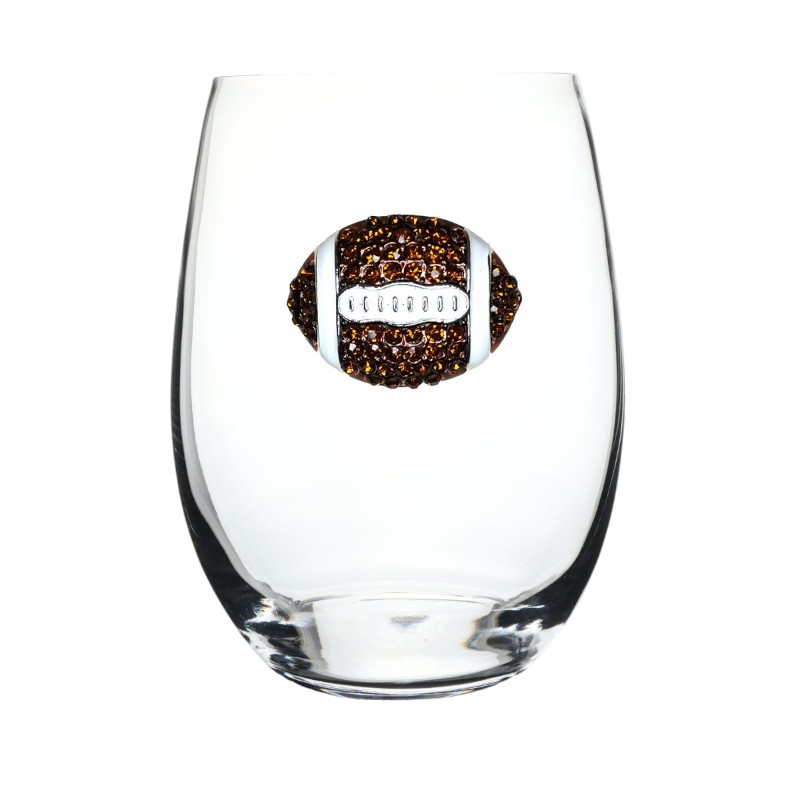 The Queens' Jewels Brown and White Football Stemless Wine Glass | 0700 ...