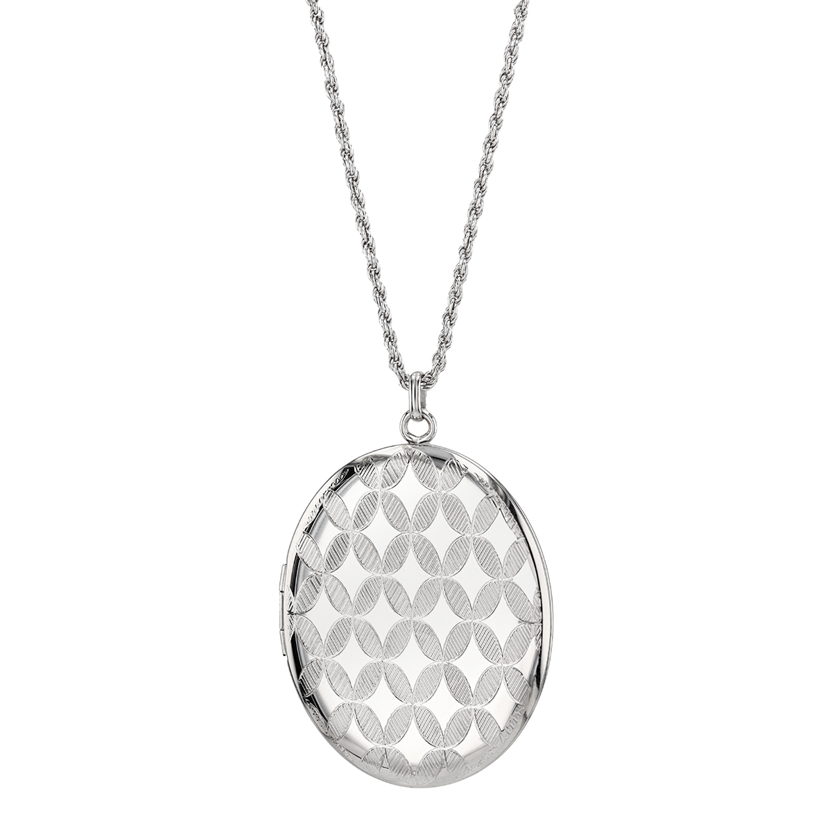 Sterling Silver Lattice Pattern Large Oval Locket, 22" | Borsheims