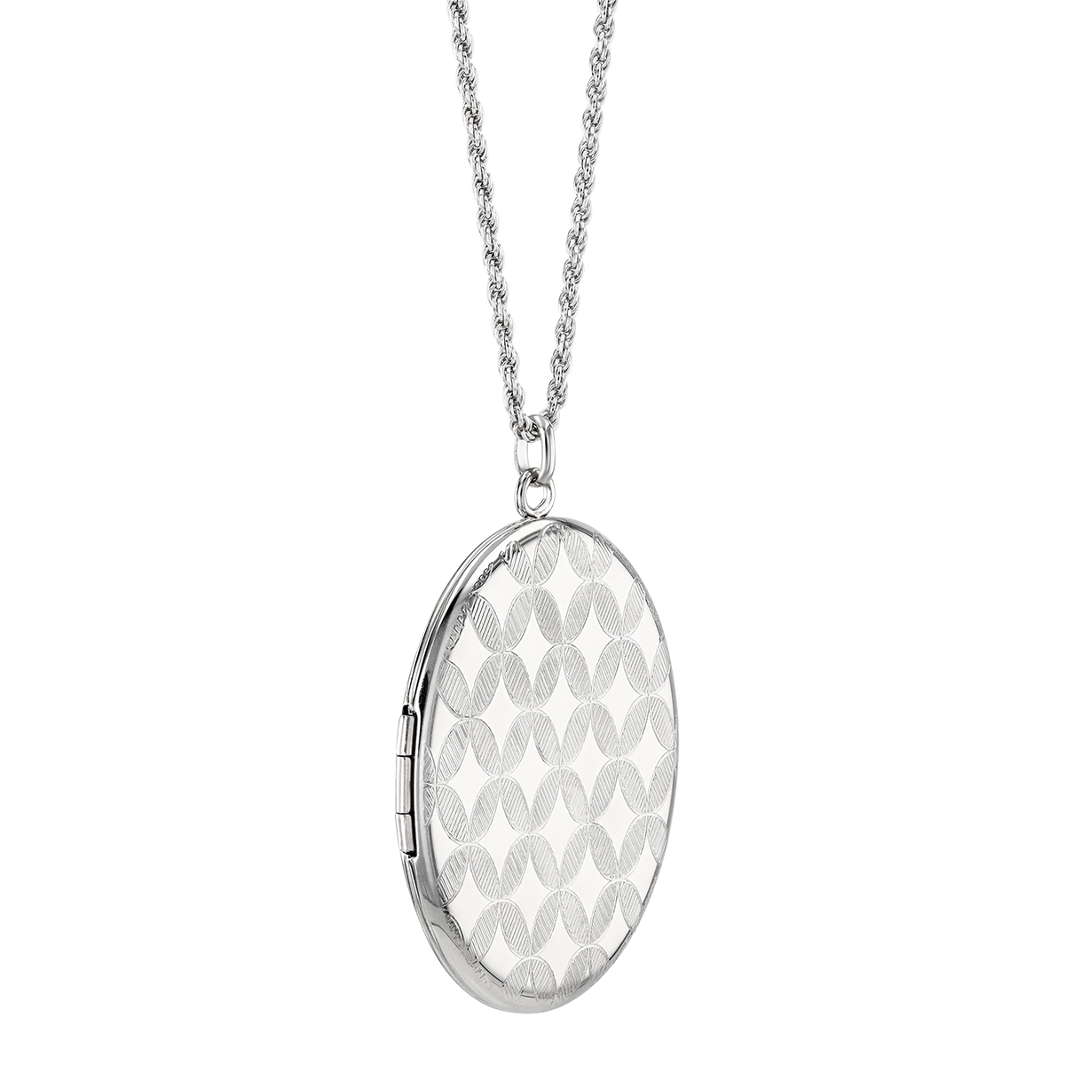 Sterling Silver Lattice Pattern Large Oval Locket, 22" | Borsheims