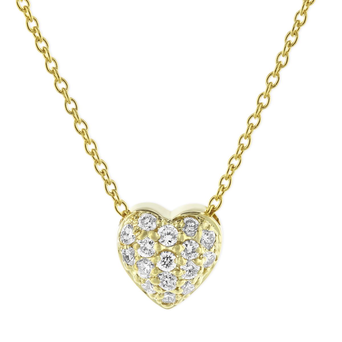 Roberto Coin 18K Yellow Gold Diamond Puffed Heart Pendant/Necklace, 18 ... Roberto Coin 18K Yellow Gold Diamond Puffed Heart Pendant/Necklace, 18 ...