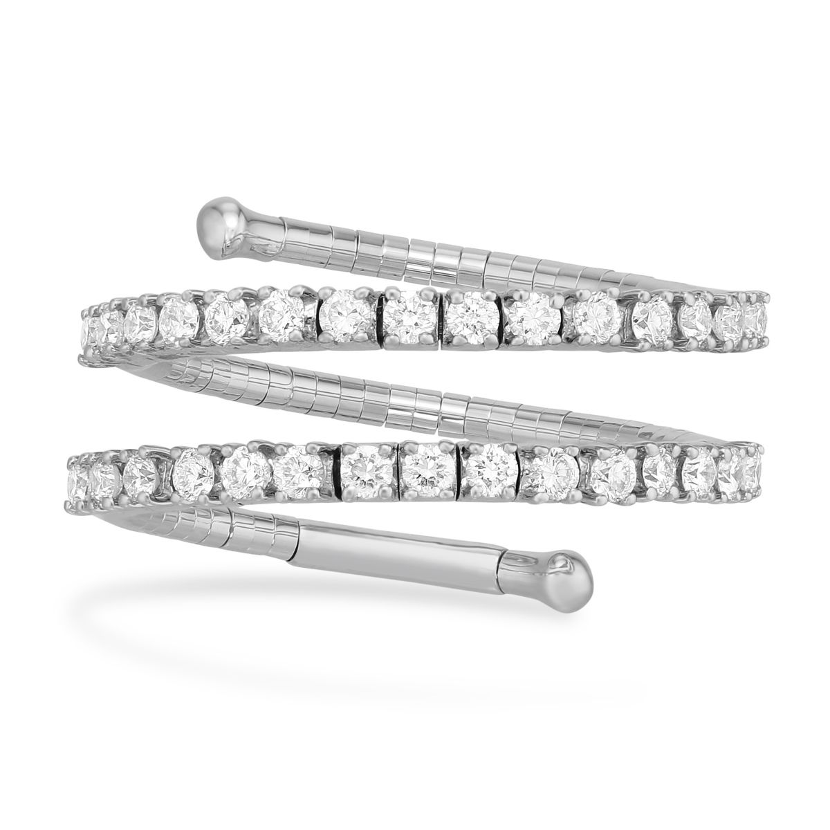 Mattia Cielo 18K White Gold Diamond 2 Row Flex Coil Ring, 0.63cttw ...