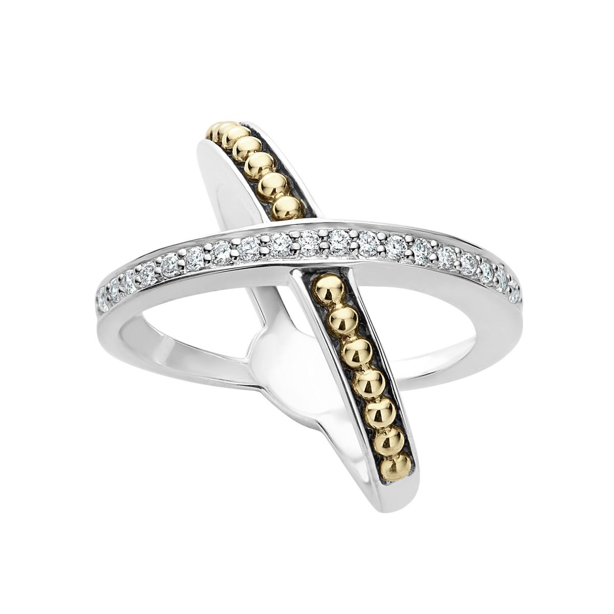 LAGOS Sterling Silver & 18K Yellow Gold Infinity Diamond X Ring | 02 ... LAGOS Sterling Silver & 18K Yellow Gold Infinity Diamond X Ring | 02 ...