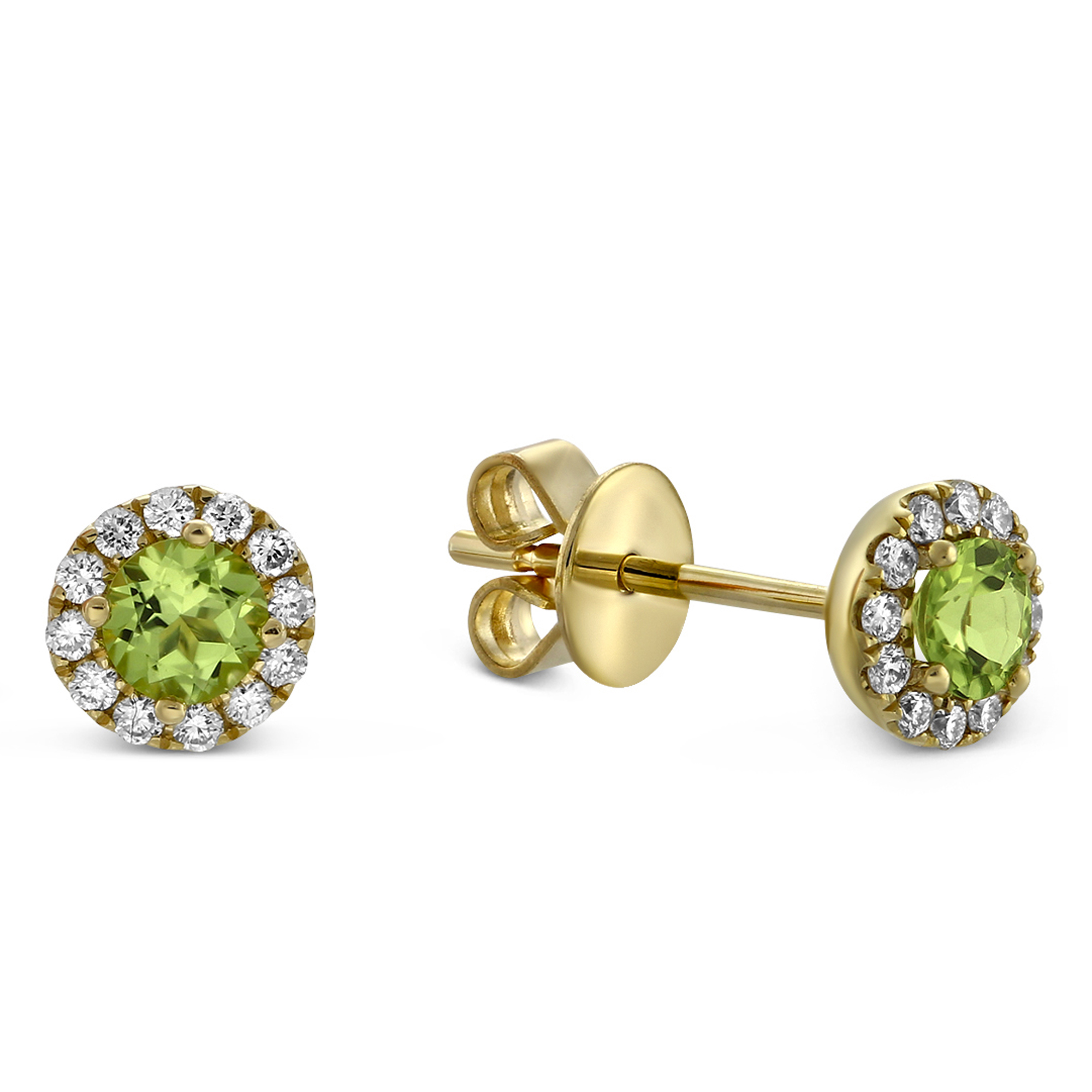 14K Yellow Gold Peridot & Diamond Halo Earrings | Borsheims 14K Yellow Gold Peridot & Diamond Halo Earrings | Borsheims