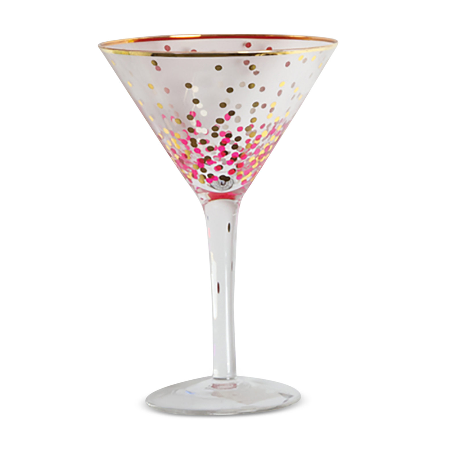 8 Oak Lane Pink & Gold Confetti Dot Martini Glass | EG007PNK | Borsheims