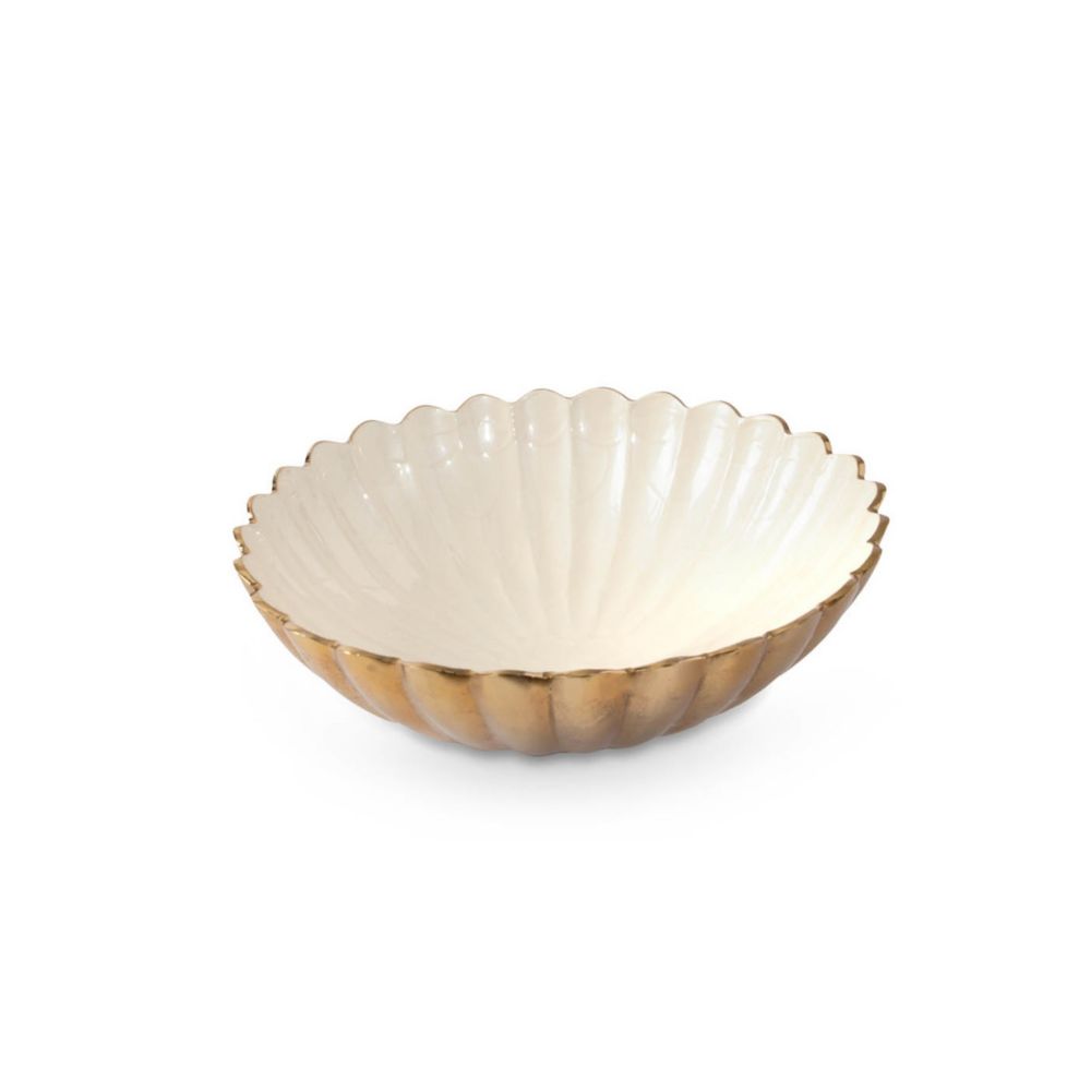 Julia Knight Peony 15" Round Bowl Gold Snow | 2830315 | Borsheims