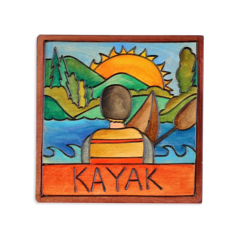Sticks Kayak Orange Wood Plaque, 7" | PLQ001-36230 | Borsheims