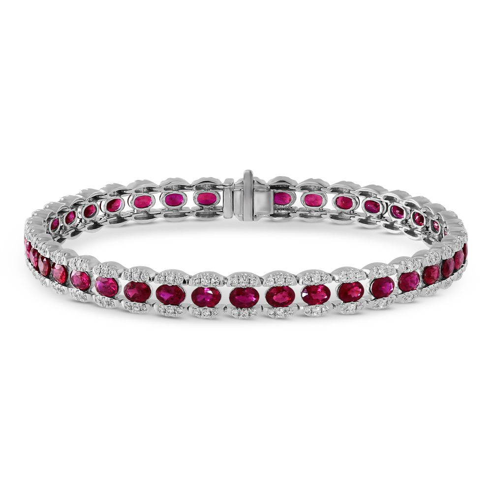 18K White Gold Oval Ruby & Diamond Bracelet | Borsheims