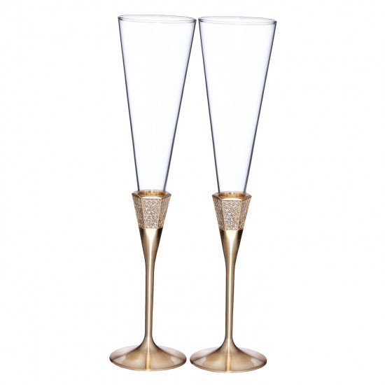 Waterford Lismore Diamond Gold Toasting Flute Pair | Borsheims Waterford Lismore Diamond Gold Toasting Flute Pair | Borsheims